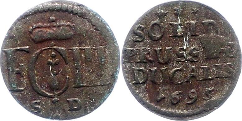 Brandenburg-Preußen Schilling 1695 SD Friedrich III. 1688-1701. Sehr ...