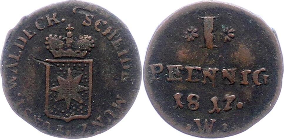 Waldeck Pfennig 1817 Georg Heinrich 1813-1845. Fast sehr schön | MA-Shops