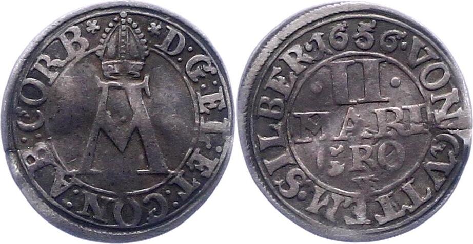 Corvey 2 Mariengroschen 1656 Arnold von Waldois 1638-1660. Leicht ...