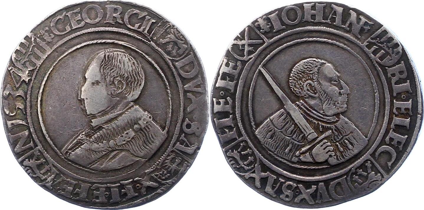 Sachsen-Kurfürstentum Taler 1537 Johann Friedrich und Georg 1534-1539 ...
