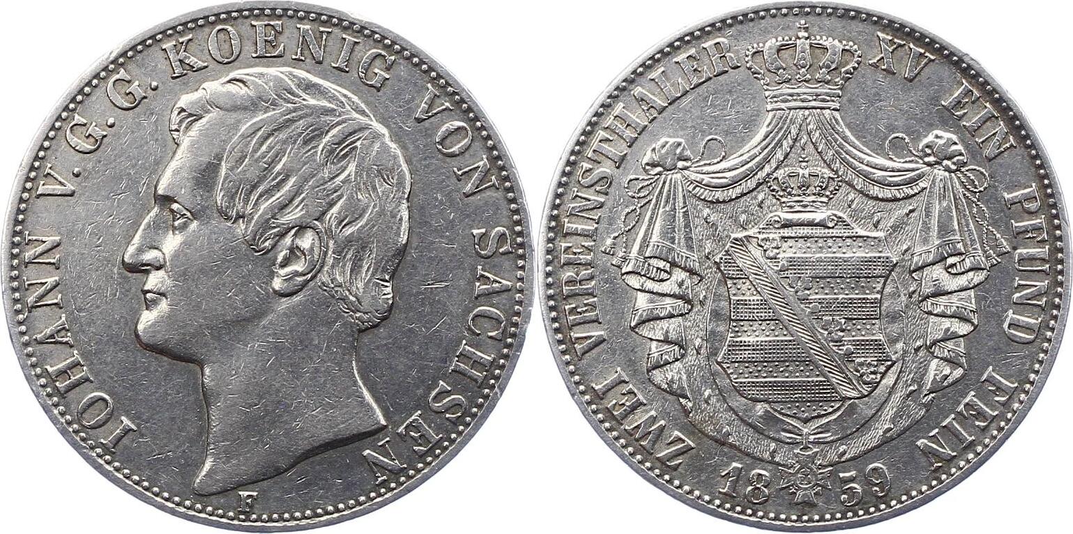 Sachsen-Albertinische Linie Doppeltaler 1859 Johann 1854-1873. Sehr schön | MA-Shops