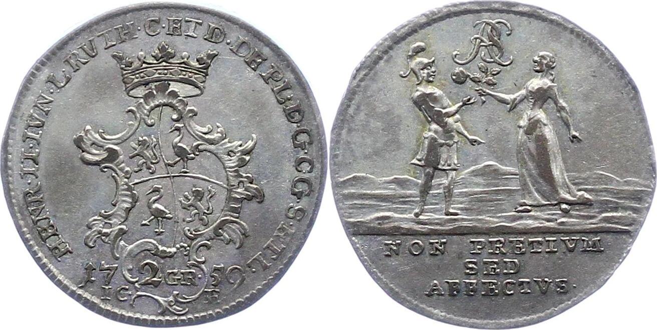 Reuss-jüngere L. zu Lobenstein Doppelgroschen 1759 Heinrich II. 1739 ...