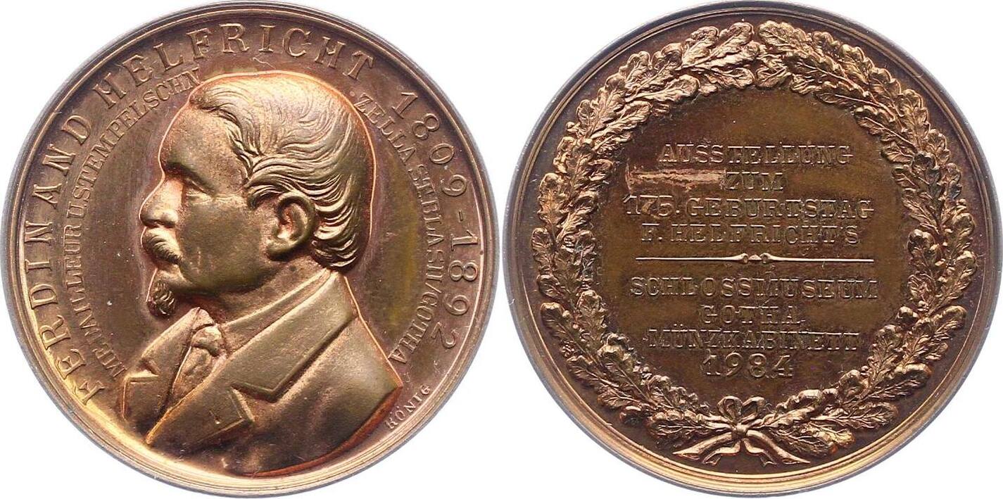 Sachsen-Gotha, Stadt Bronzemedaille 1984 Belag neben dem Woort zum ...