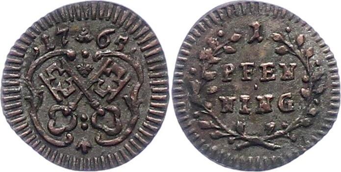 Regensburg-Stadt Pfennig 1765 Sehr schön - vorzüglich | MA-Shops