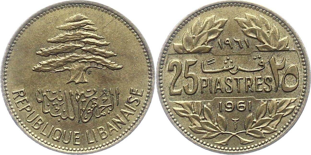 Libanon 25 Piaster 1961 Vorzüglich | MA-Shops