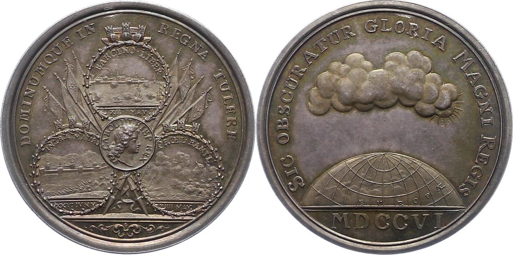 Haus Habsburg Silbermedaille 1706 Karl VI. 1711-1740. Prachtexemplar ...