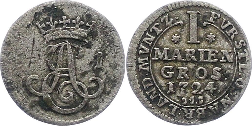 Osnabrück-Bistum Mariengroschen 1724 Ernst August II. von York 1716 ...