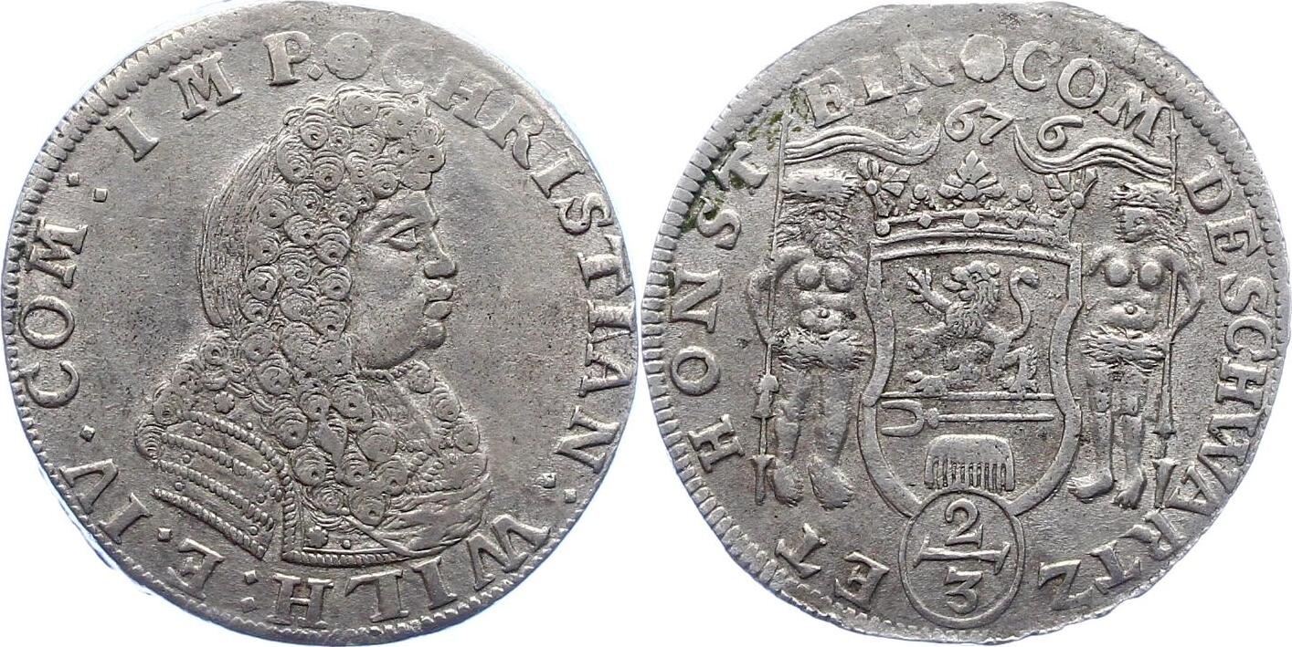 Schwarzburg-Sondershausen 2/3 Taler 1676 Christian Wilhelm I. 1666-1721 ...