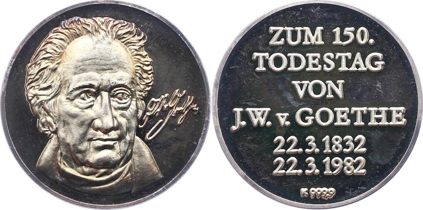Personenmedaillen Silbermedaille 1982 Goethe, Johann Wolfgang von *1749 Frankfurt, +1832 ...