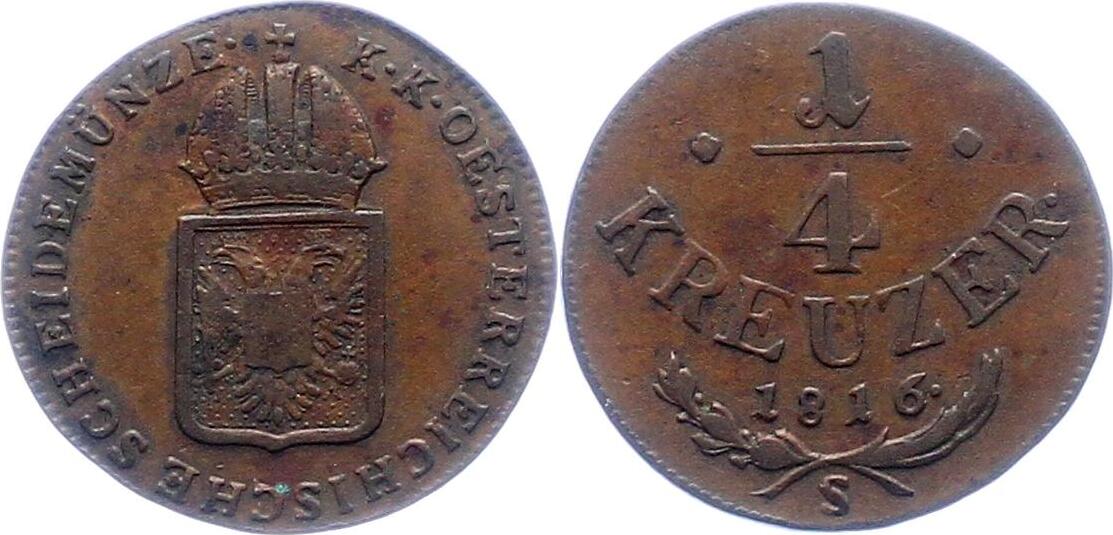Haus Habsburg 1/2 Kreuzer 1816 S Franz II.(I.) 1792-1835. Sehr schön | MA-Shops