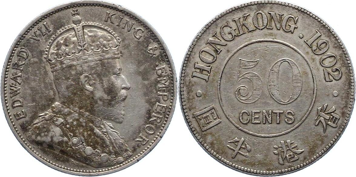 Hong-Kong 50 Cents 1902 Edward VII. 1901-1910. Fast vorzüglich | MA-Shops