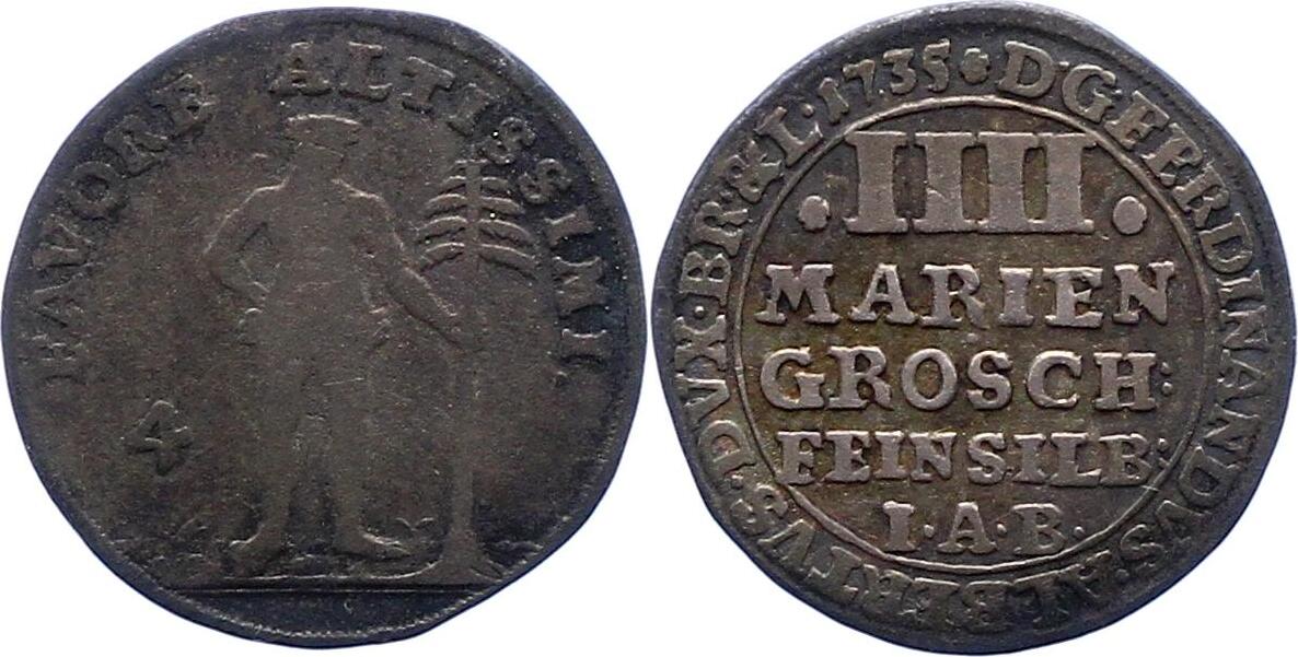 Braunschweig-Wolfenbüttel 4 Mariengroschen Feinsilber Ferdinand ...