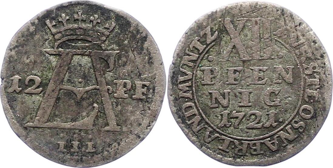 Osnabrück-Bistum 12 Pfennig 1721 Ernst August II. von York 1716-1728 ...
