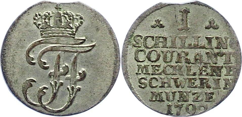 Mecklenburg-Schwerin Schilling 1792 Friedrich Franz I. 1785-1837. Zainende, vorzüglich | MA-Shops