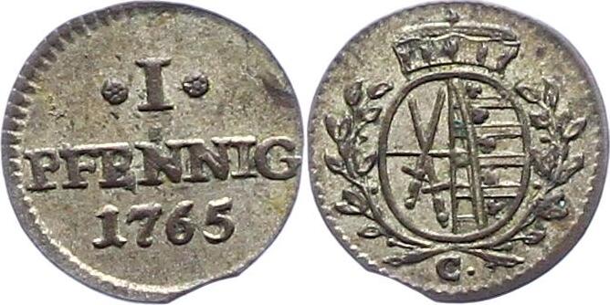 Sachsen-Albertinische Linie Pfennig 1765 C Friedrich August III. 1763 ...