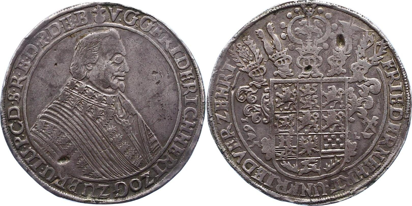 Braunschweig-Lüneburg-Celle Taler 1645 LW Friedrich von Celle 1636-1648. Schrötlingsfehler, Rand ...