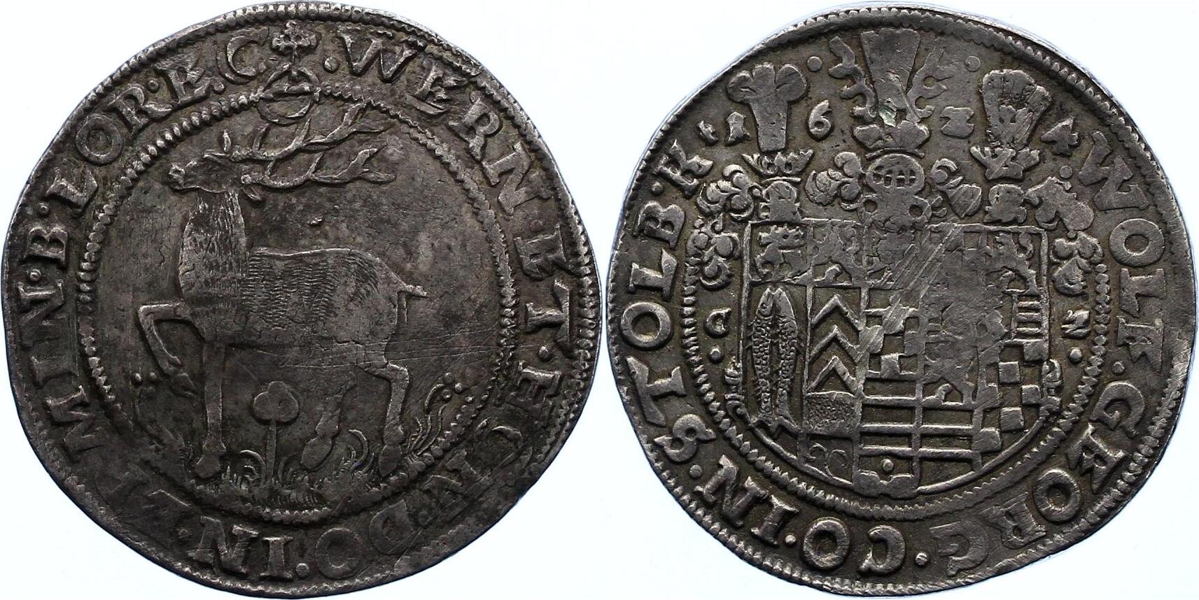 Stolberg-Stolberg Taler 1624 Wolfgang Georg 1615-1631. Schöne Patina ...