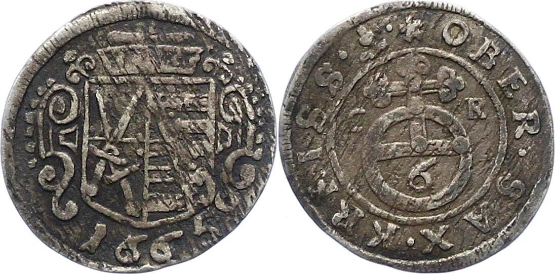 Sachsen-Albertinische Linie 6 Pfennig 1665 CR Johann Georg II. 1656 ...
