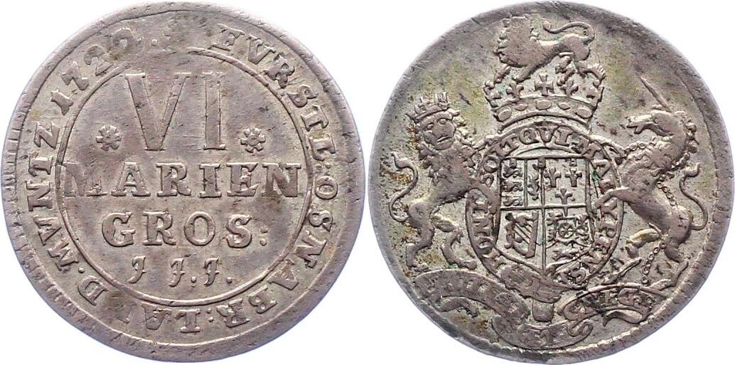 Osnabrück-Bistum 6 Mariengroschen 1722 Ernst August II. von York 1716 ...