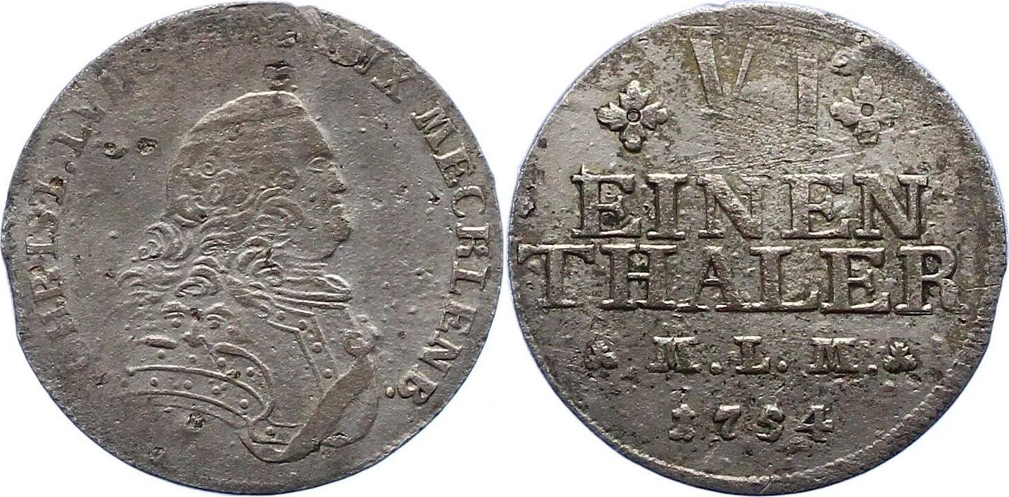 Mecklenburg-Schwerin 1/6 Taler 1754 Christian Ludwig II. 1747-1756 ...