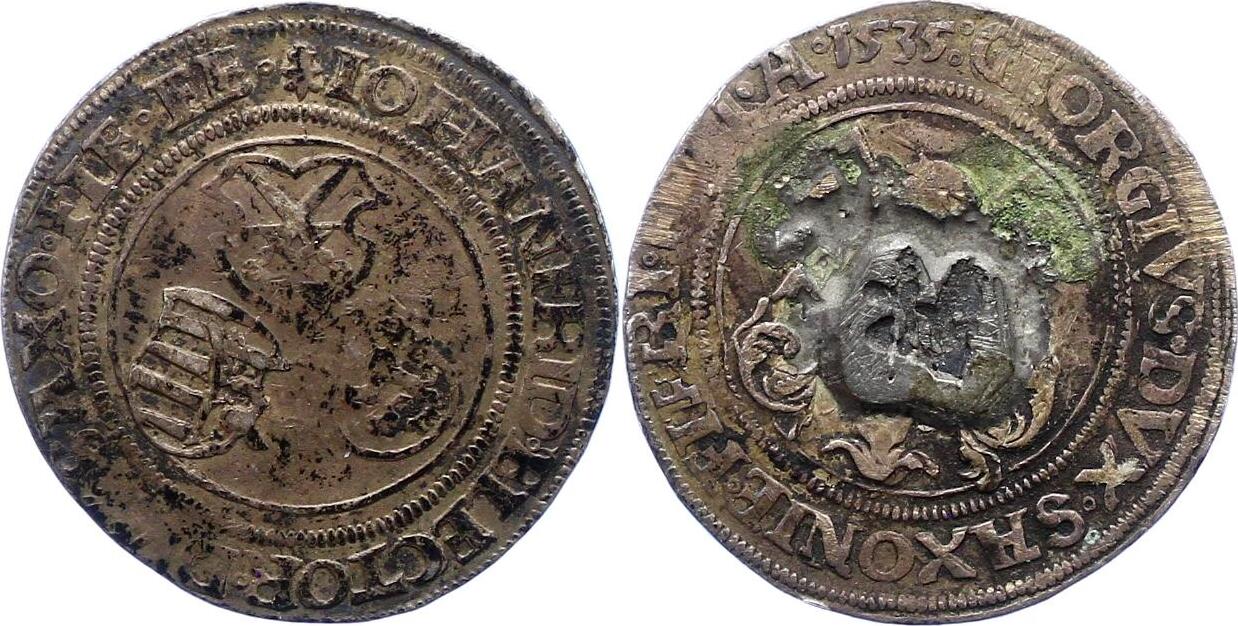 Sachsen-Kurfürstentum 1/2 Taler 1535 Johann Friedrich und Georg 1534 ...