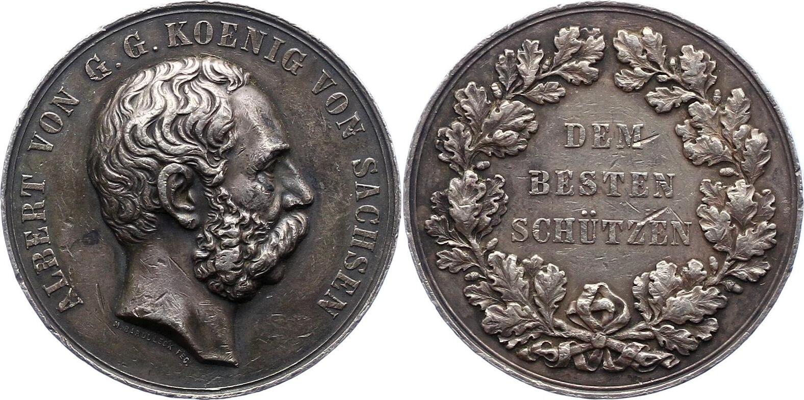 Sachsen-Albertinische Linie Silberne Prämienmedaille Albert 1873-1902 ...