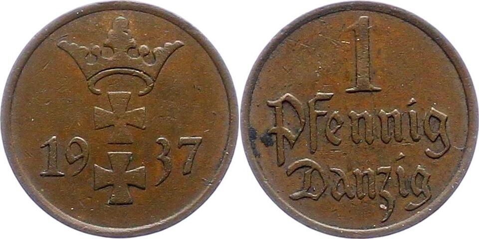 Danzig Pfennig 1937 Sehr schön | MA-Shops