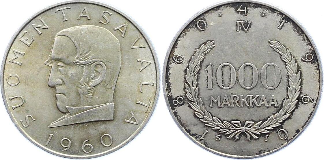 Finnland 1000 Markkaa 1960 Republik 1917-2025. Fast Stempelglanz | MA-Shops
