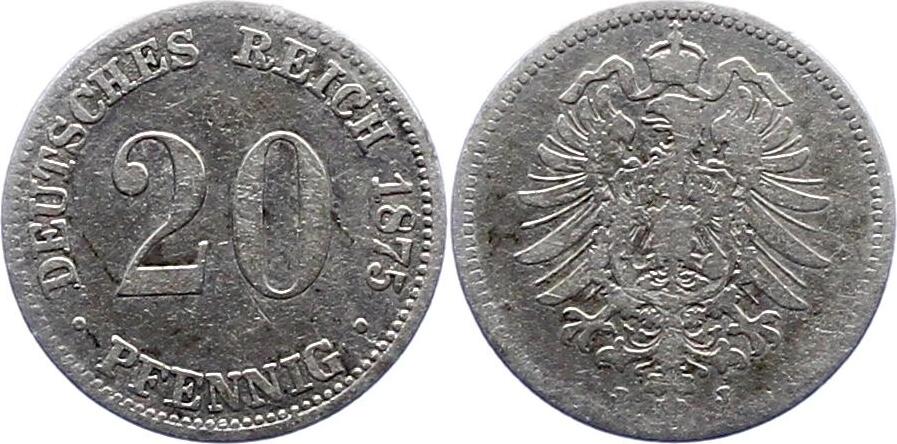 Kleinmünzen 20 Pfennig 1875 J Schön | MA-Shops