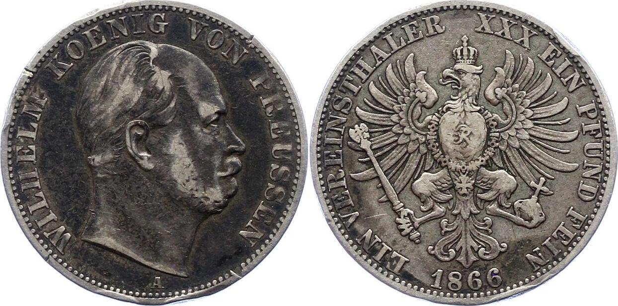 Brandenburg-Preußen Taler 1866 A Wilhelm I. 1861-1888. Randfehler, sehr ...