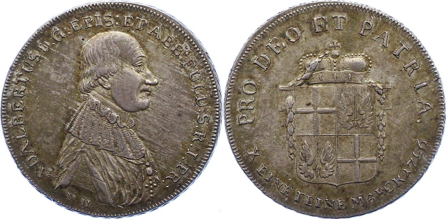 Fulda-Bistum Taler 1796 Adalbert von Harstall 1788-1802. Schöne Patina ...