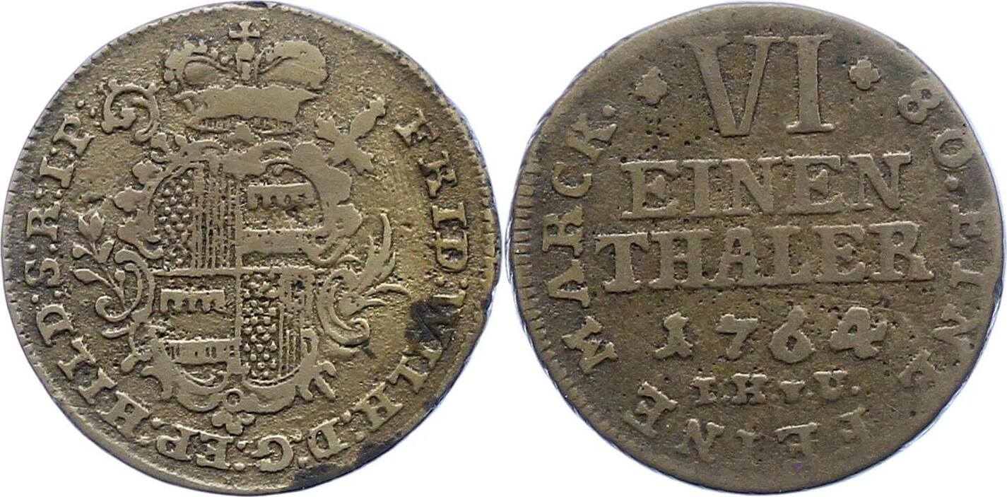 Hildesheim-Bistum 1/6 Taler 1764 Friedrich Wilhelm von Westfalen 1763 ...