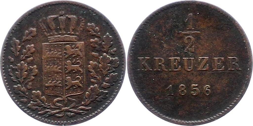 Württemberg 1/4 Kreuzer 1856 Wilhelm I. 1816-1864. Sehr schön - | MA-Shops
