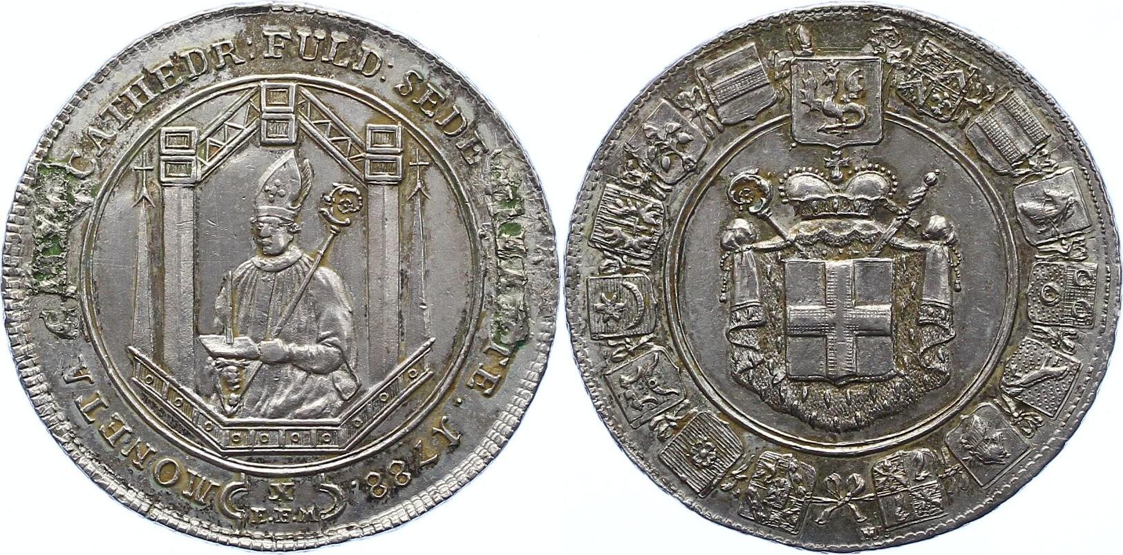 Fulda-Bistum Taler Sedisvakanz 1788. Broschierspur, sehr schön | MA-Shops