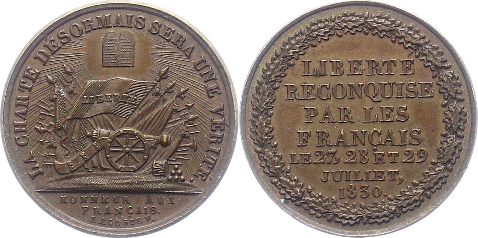 Frankreich Bronzemedaille 1830 Louis Philipp 1830-1848. Vorzüglich ...