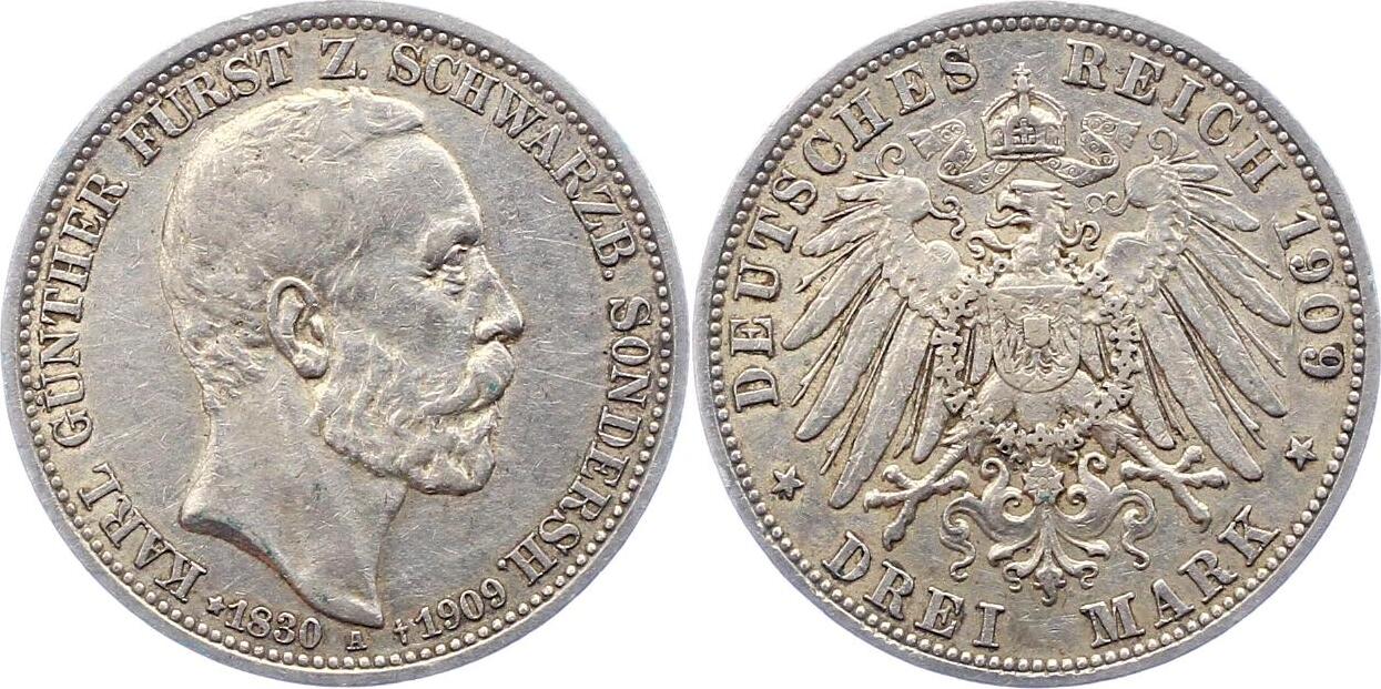 Schwarzburg-Sondershausen 2 Mark 1905 Karl Günther 1880-1909. Schöne Patina. Vorzüglich | MA-Shops