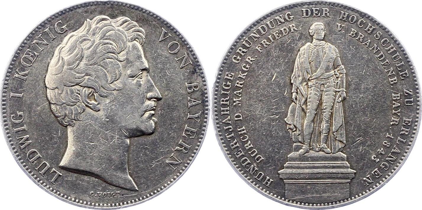 Bayern Geschichtsdoppeltaler 1843 Ludwig I. 1825-1848. Winz. Randfehler, sehr schön | MA-Shops