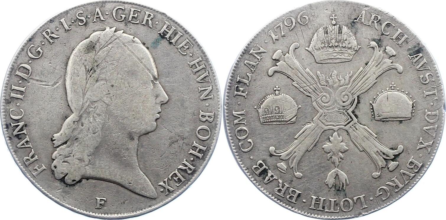 Haus Habsburg Kronentaler 1796 F Franz II.(I.) 1792-1835. Kratzer, schön - sehr schön | MA-Shops
