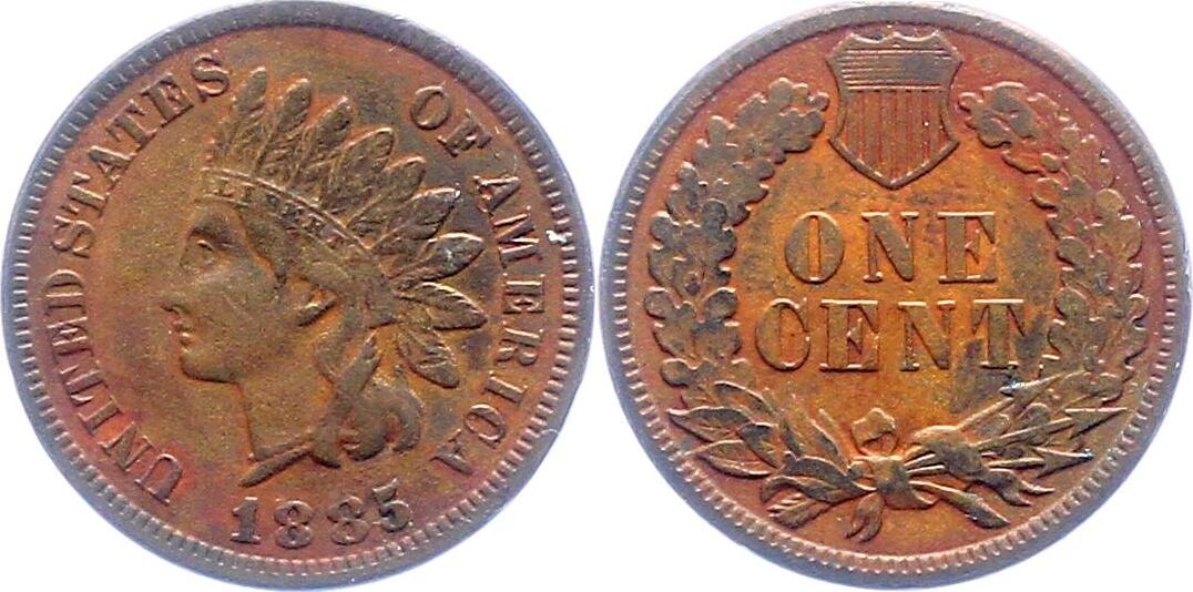 Vereinigte Staaten von Amerika Cent 1885 Neu England. Sehr schön ...