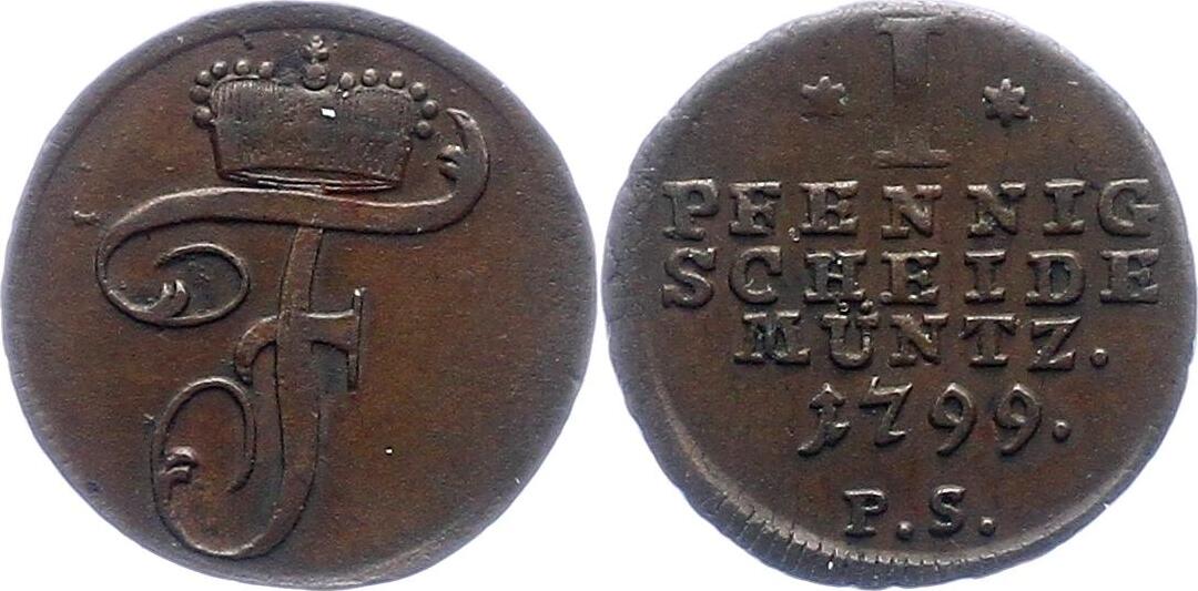 Waldeck Pfennig 1799 PS Friedrich 1763-1812. Sehr schön - vorzüglich ...