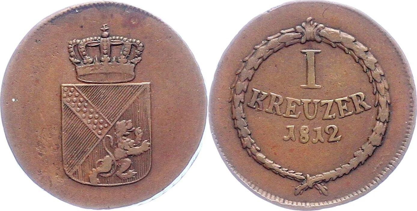 Baden-Durlach Kreuzer 1812 Carl Ludwig Friedrich 1811-1818. Sehr schön ...