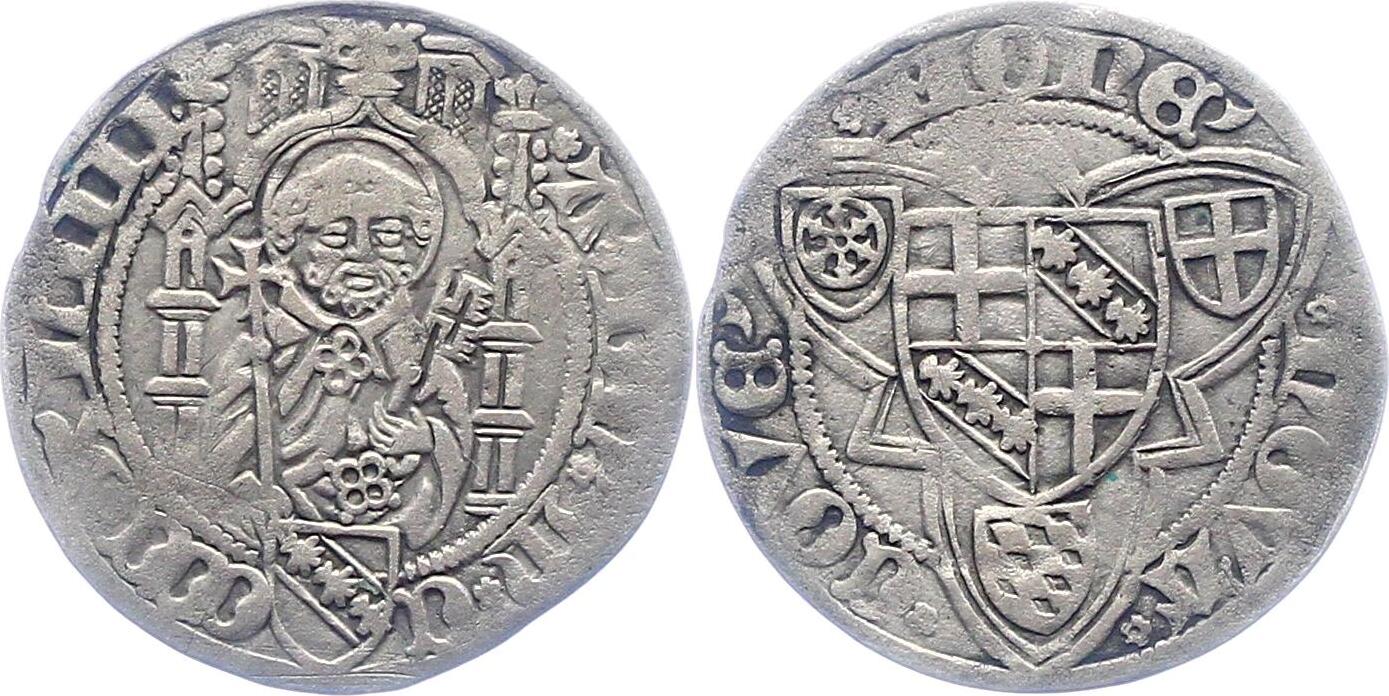 Trier-Erzbistum Weißpfennig 1 1444 Jacob I. von Sierk 1439-1456. Sehr ...