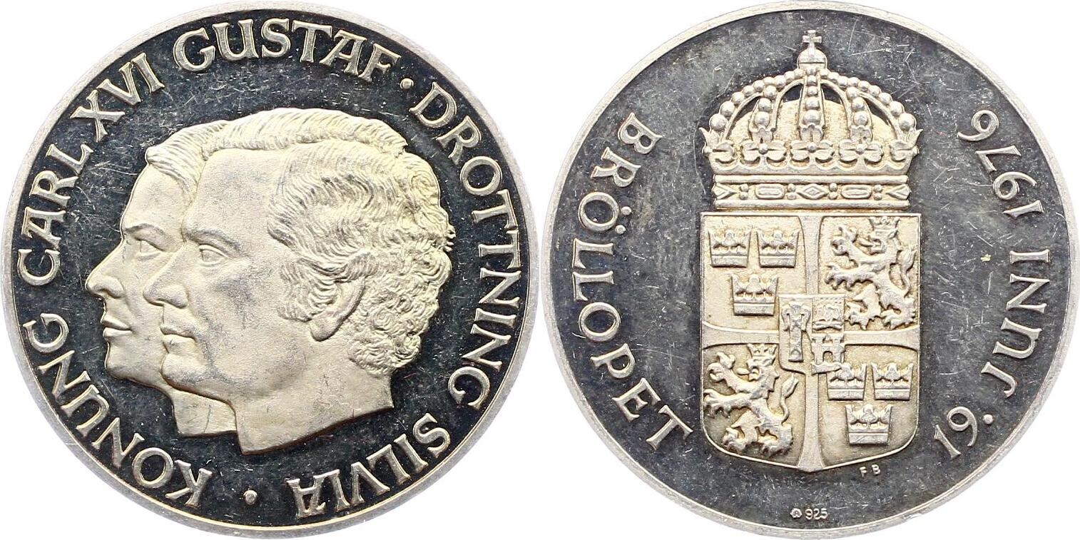 Schweden Silbermedaille 1976 Karl XVI. Gustaf seit 1973. Vorzüglich ...