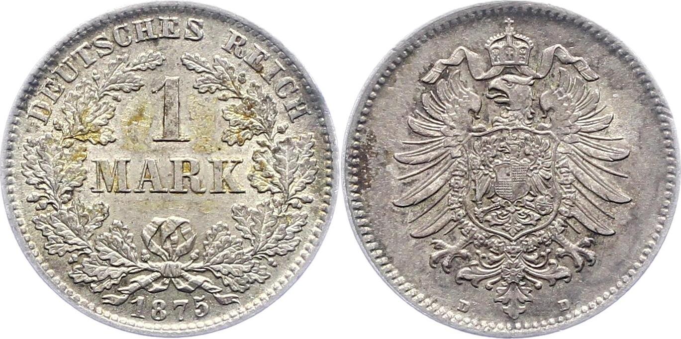 Kleinmünzen 1 Mark 1875 D Vorzüglich | MA-Shops