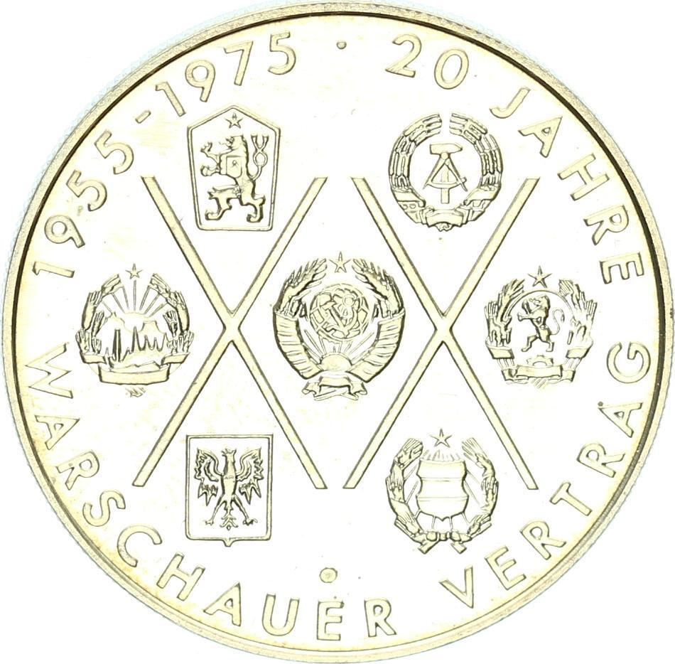 DDR 10 Mark 1975 A Gedenkmünze Warschauer Vertrag, Exp. (Exportqualität) prägefrisch ...