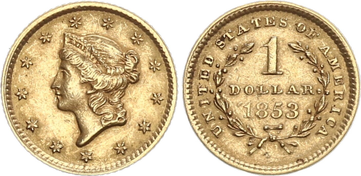 USA 1 Dollar 1853 Philadelphia Liberty Head, Typ 1 sehr schön | MA-Shops