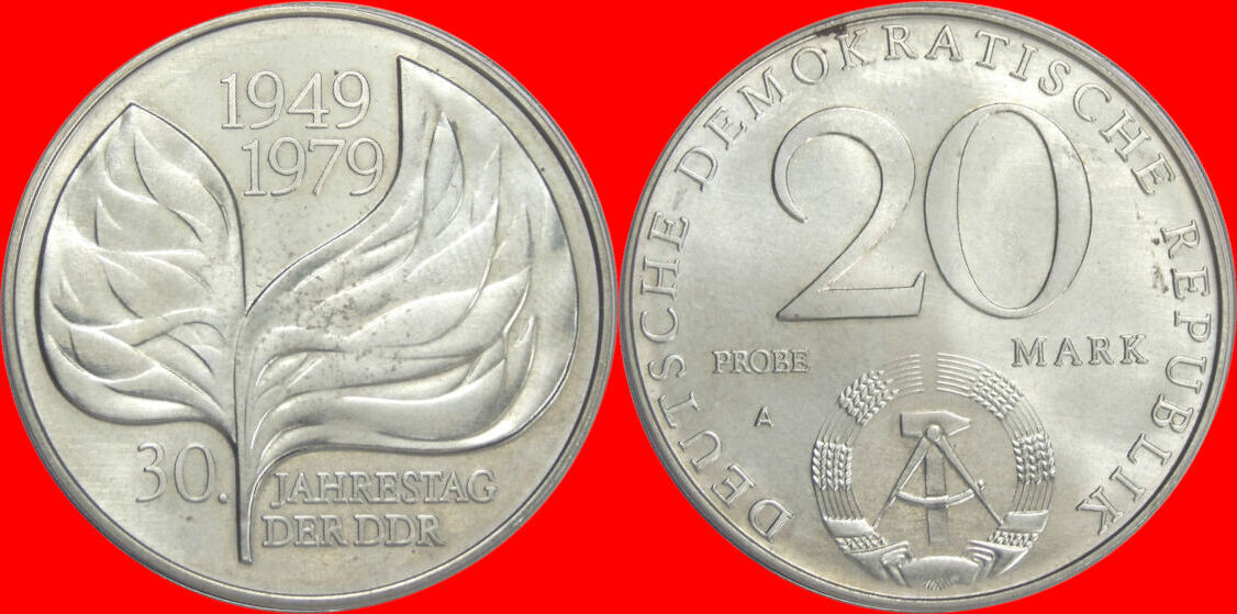20 Mark 1979 (E19) 30 Jahre DDR, Blattprobe unz., leicht fleckig | MA-Shops