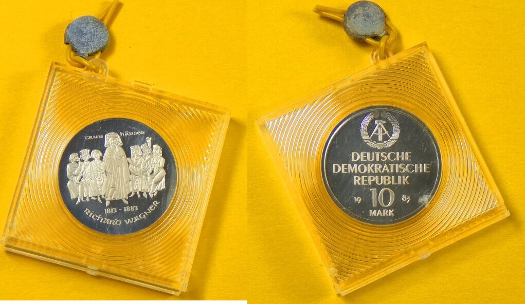 DDR 10 Mark 1983 Richard Wagner Silber Polierte Platte plombiert, Proof ...