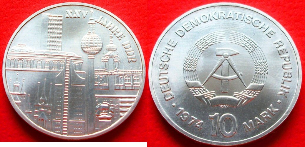 10 Mark 1974 Städtemotiv - 25 Jahre DDR Stempelglanz | MA-Shops