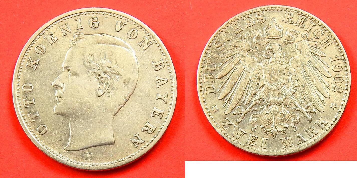 Kaiserreich Bayern 2 Mark 1902 D (18/AkBe) Otto, J. 45 sehr schön | MA ...